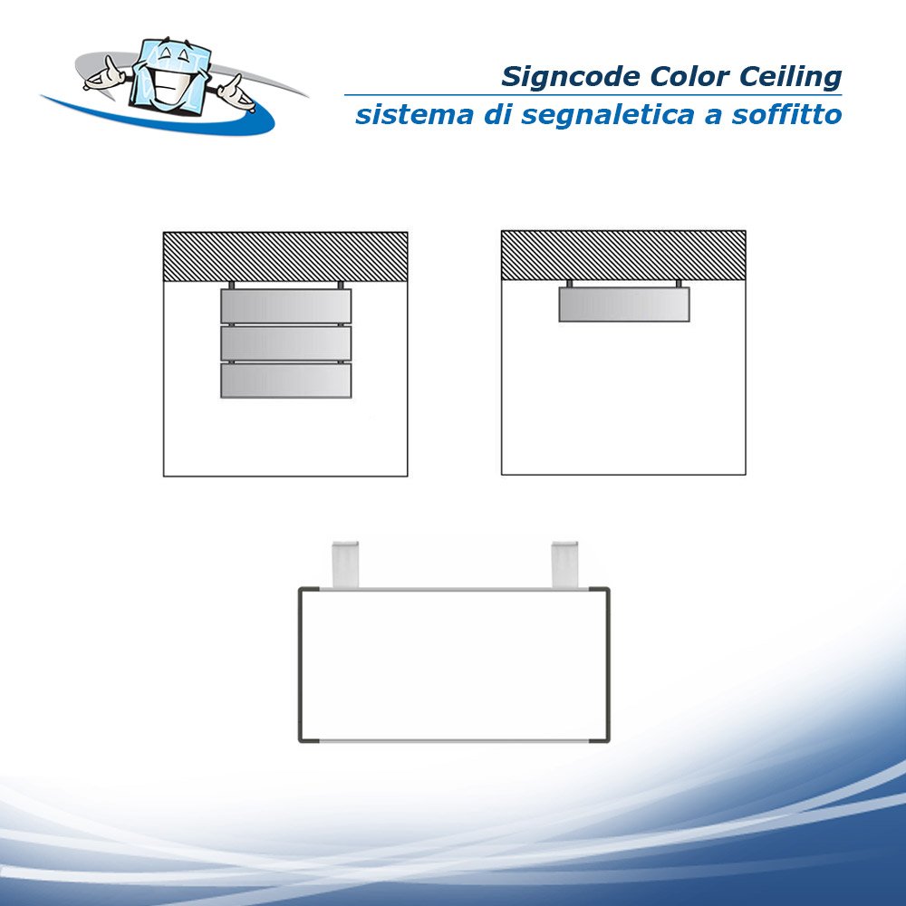 Signcode Color Ceiling - Sistema di segnaletica a soffitto bifacciale ...