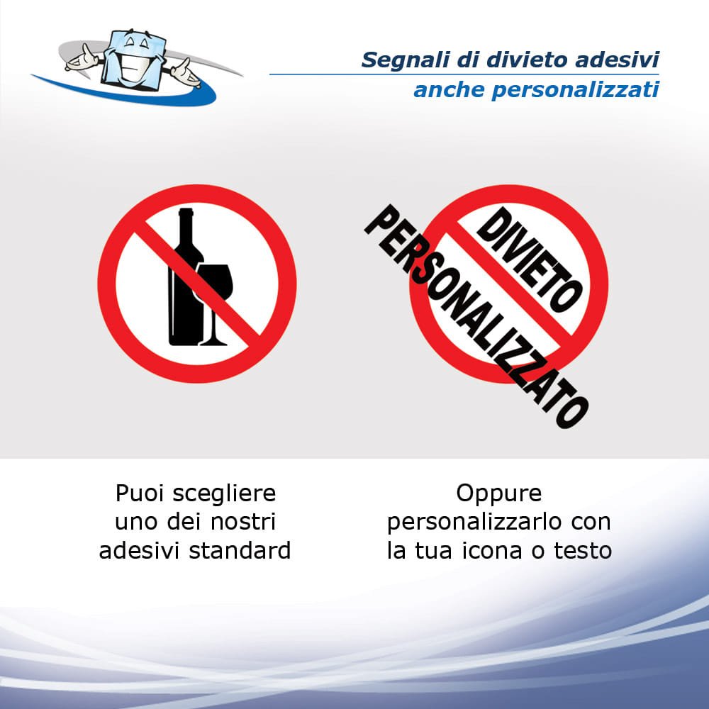 Segnali di divieto adesivi circolari personalizzati o standard misure
